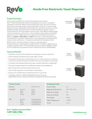 Revo® Electronic Dispenser Printable Spec Sheet - Domtar
